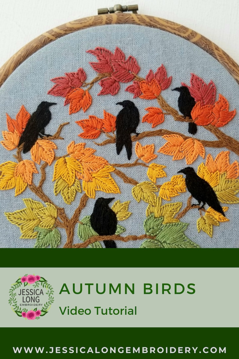 Autumn Birds Hand Embroidery Pattern Holiday Craft Download - Etsy