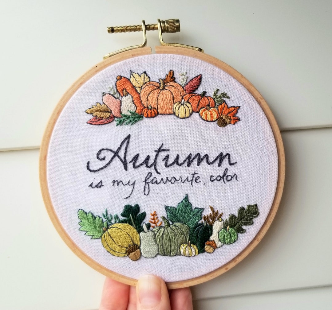 Autumn Pumpkins Embroidery Hoop Kit Fall Colors Embroidery - Etsy