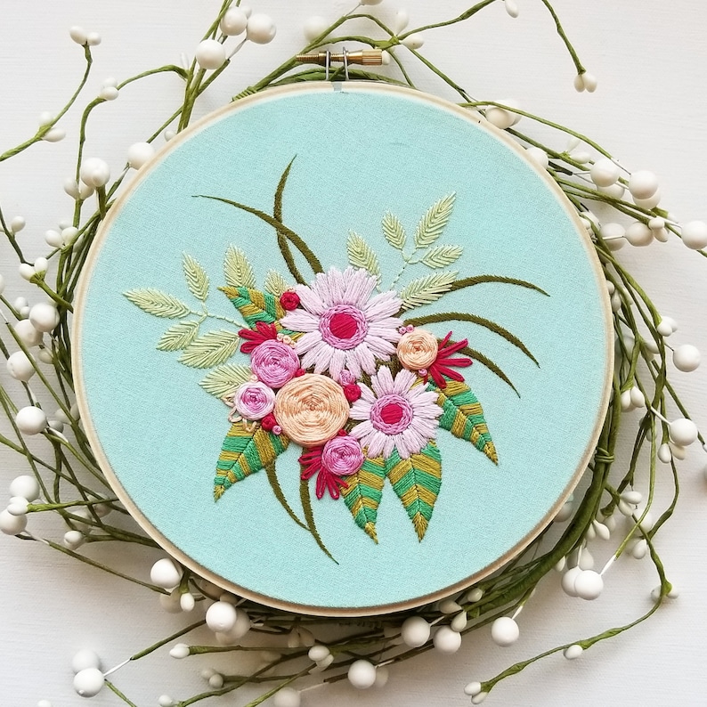 Modern Hand Embroidery Pattern, Embroidery Design Pdf, Daisy Design ...