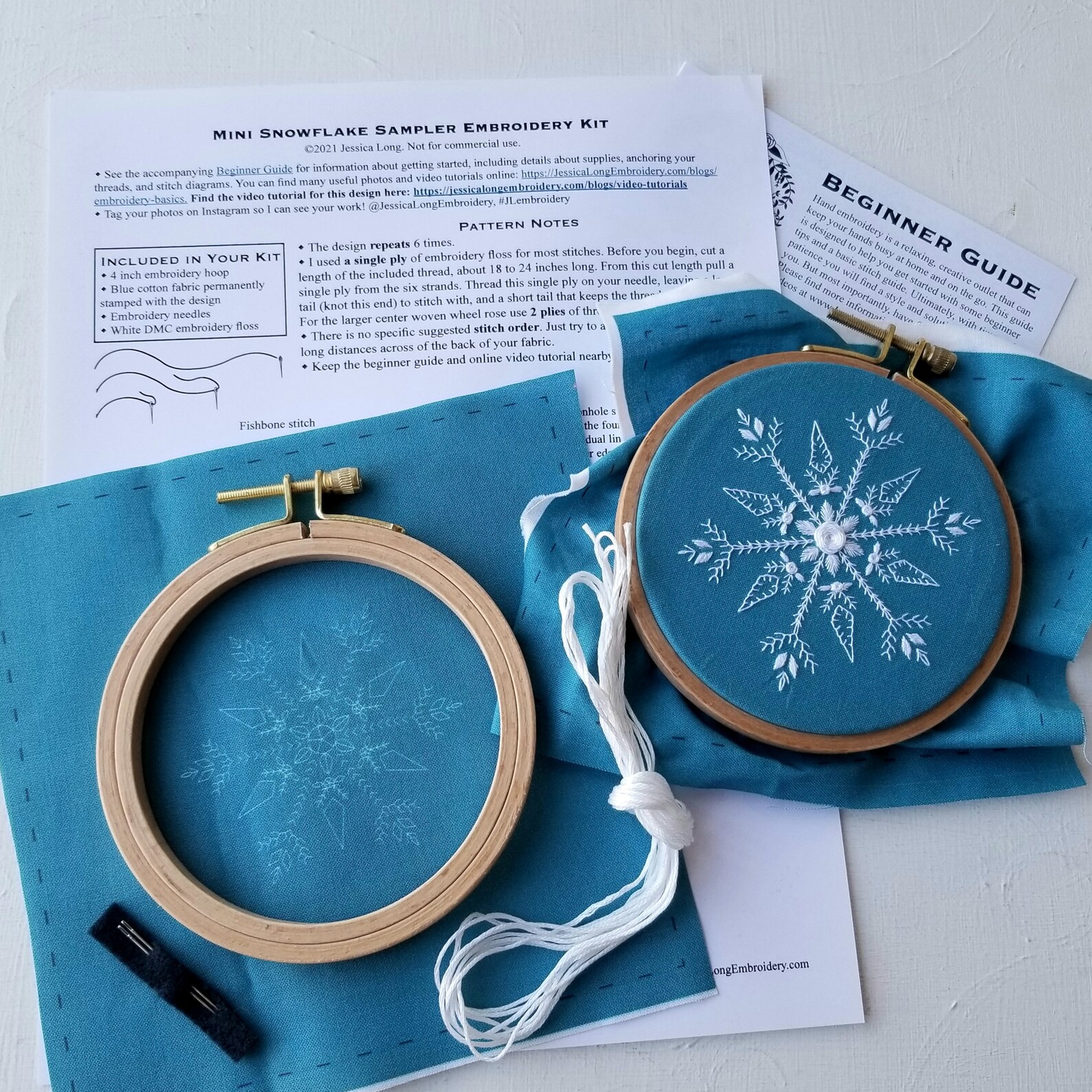 Mini Snowflake Ornament Embroidery Kit, Hand Embroidery Video Tutorial ...