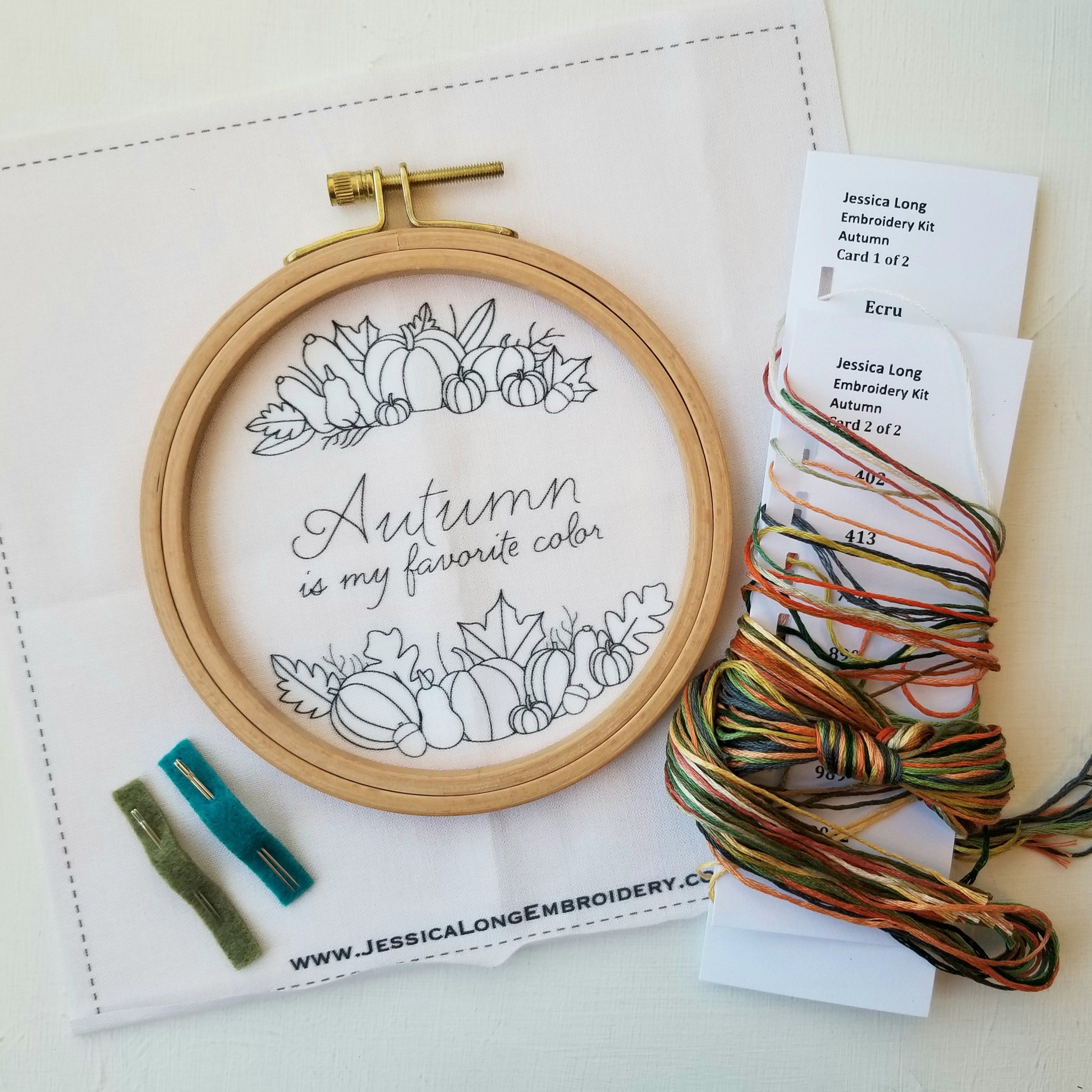 Autumn Pumpkins Embroidery Hoop Kit Fall Colors Embroidery - Etsy