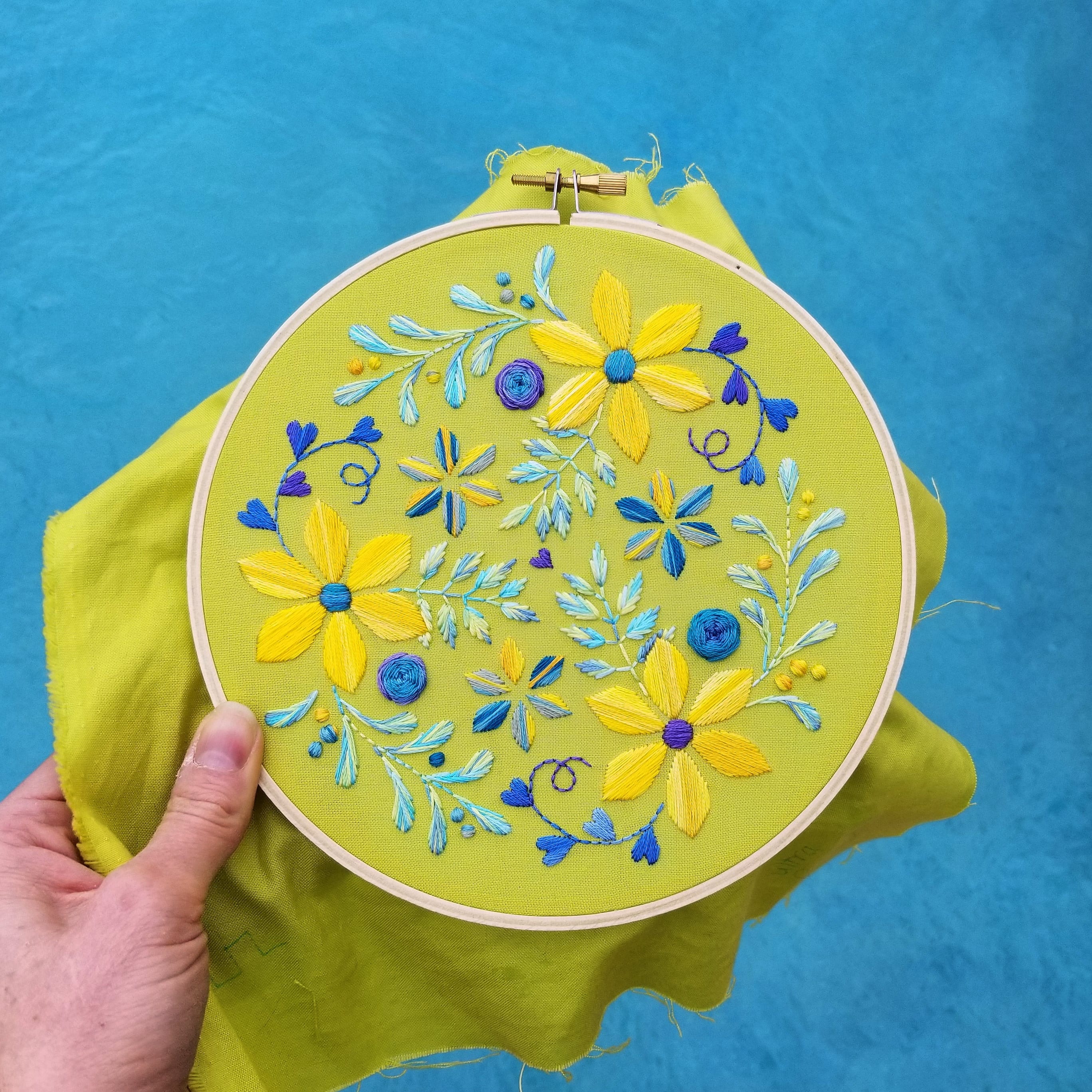 Easy Yellow Flowers Embroidery Design PDF, Modern Hand Embroidery ...