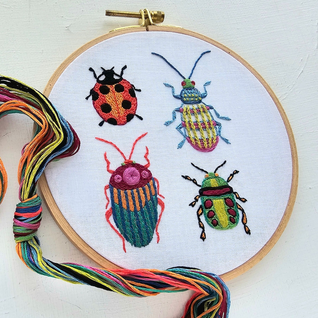 Colorful Bug Sampler DIY Hand Embroidery Kit "beetle Collection ...