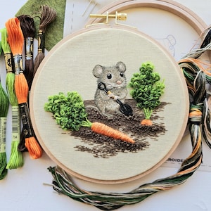 Garden Mouse DIY Embroidery Kit, Thread Painting and Stumpwork Project ...