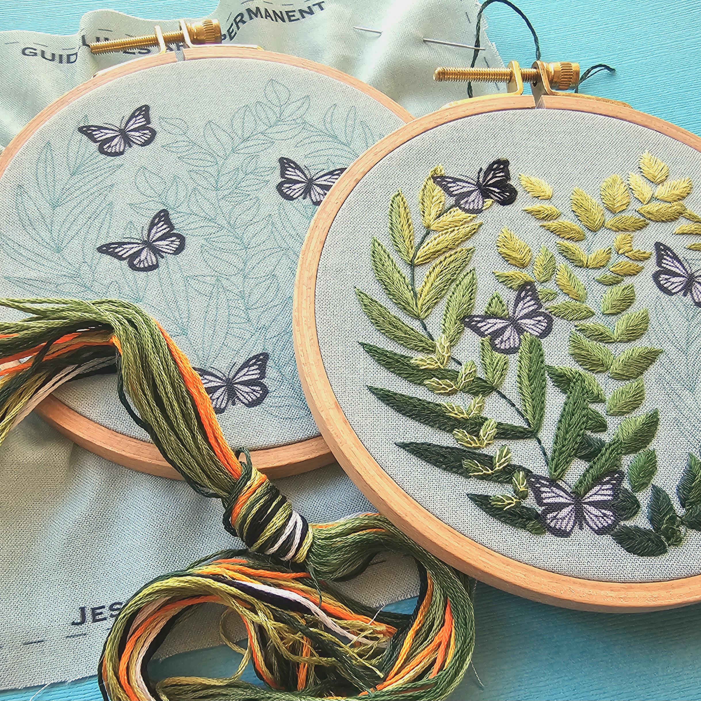 Monarch Butterfly Hand Embroidery DIY Kit, Modern Embroidery Pattern ...