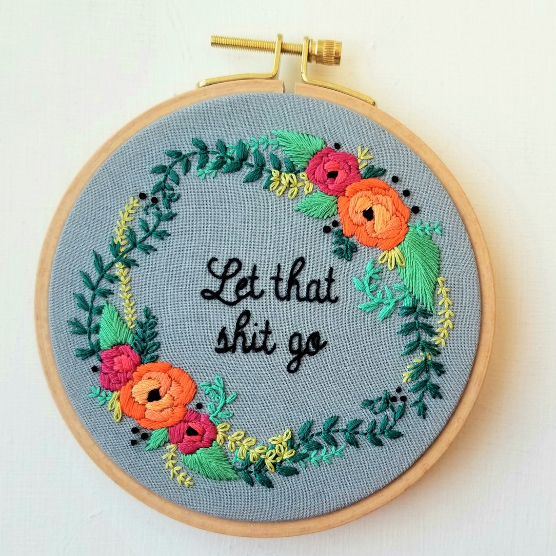 Snarky Hand Embroidery Kit "let That Shit Go", Funny DIY Needlepoint ...