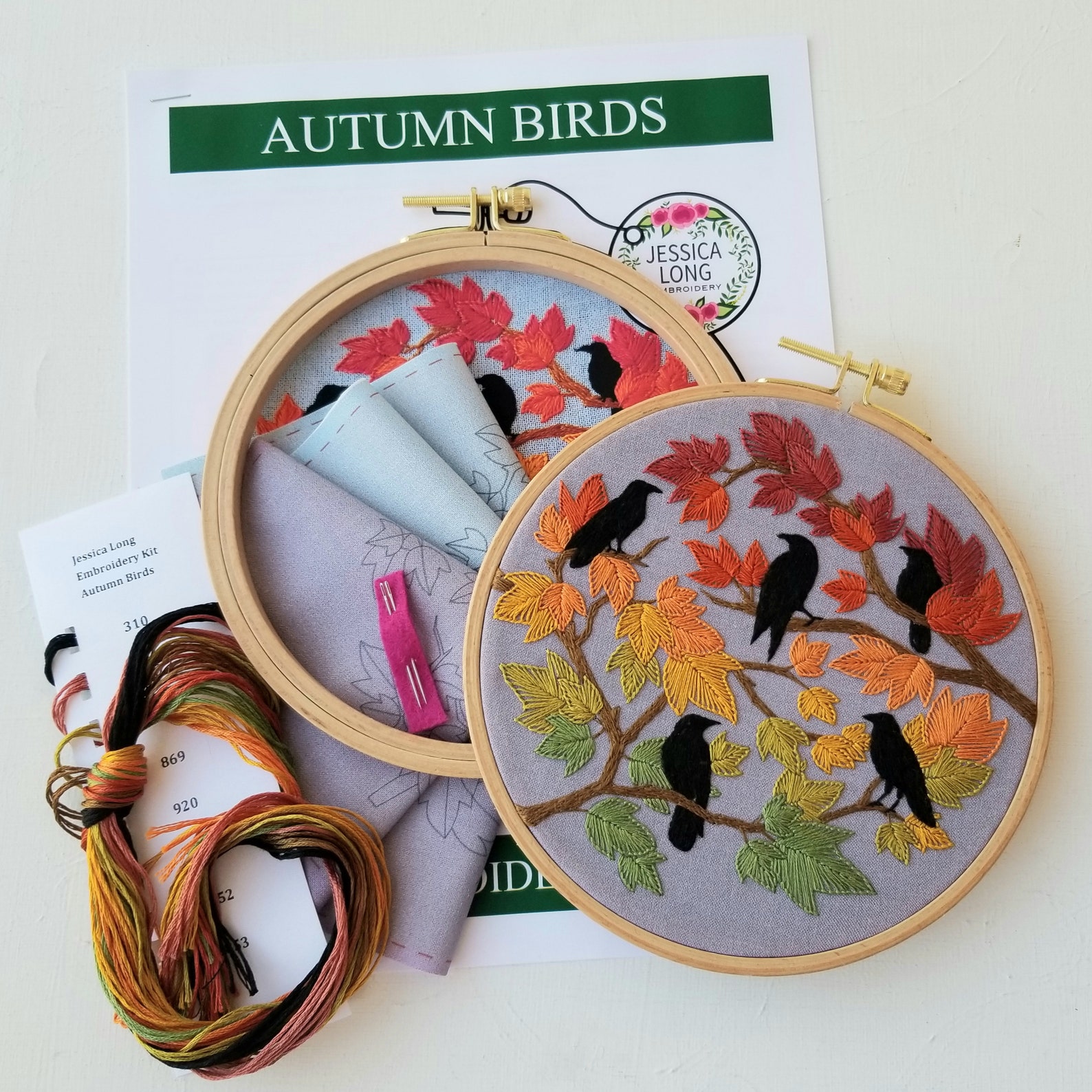 Autumn Birds Embroidery Hoop Kit Crow Embroidery Pattern - Etsy