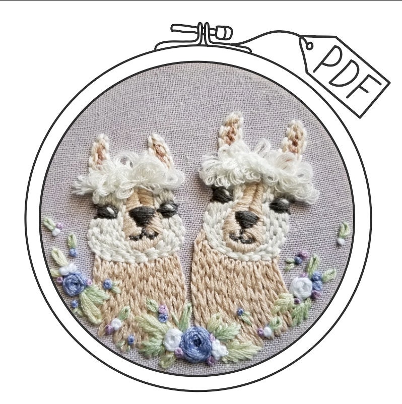 Llama Hand Embroidery Design, Modern Digital Download, DIY Animal PDF ...