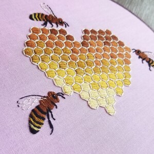 Honey Bee Beginner Embroidery Pattern PDF, DIY Heart Honeycomb ...