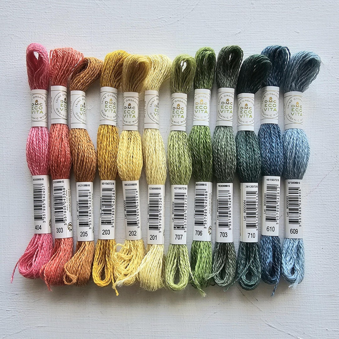 DMC Eco Vita Wool Threads Bundle, Naturally Dyed Organic Wool, Soft ...