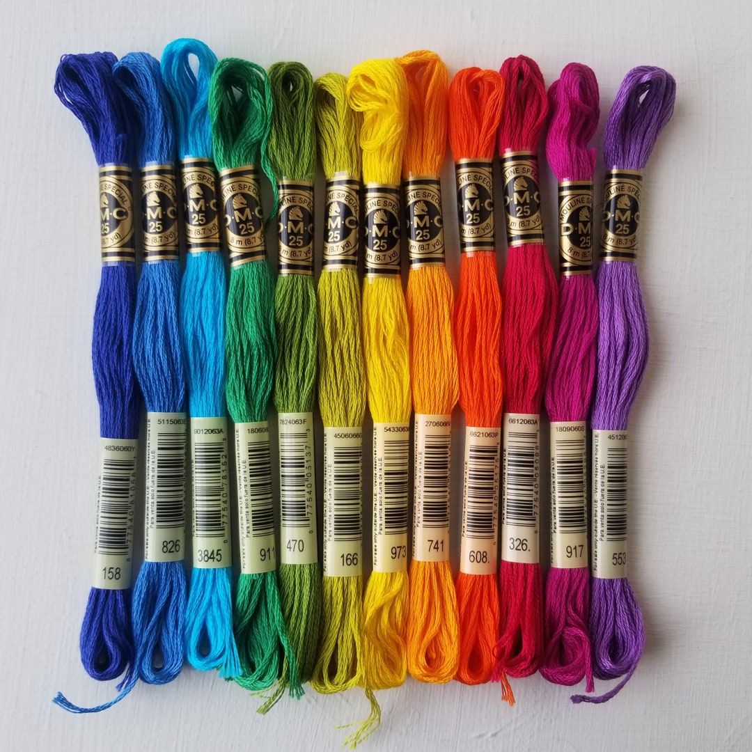 Rainbow Colors Hand Embroidery Floss, DMC 6-stranded Cotton Embroidery ...
