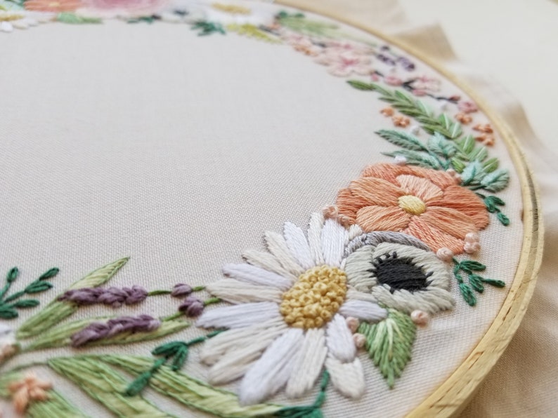 Flower Hand Embroidery Pattern Diy Bridal Bouquet Wreath | Etsy Australia
