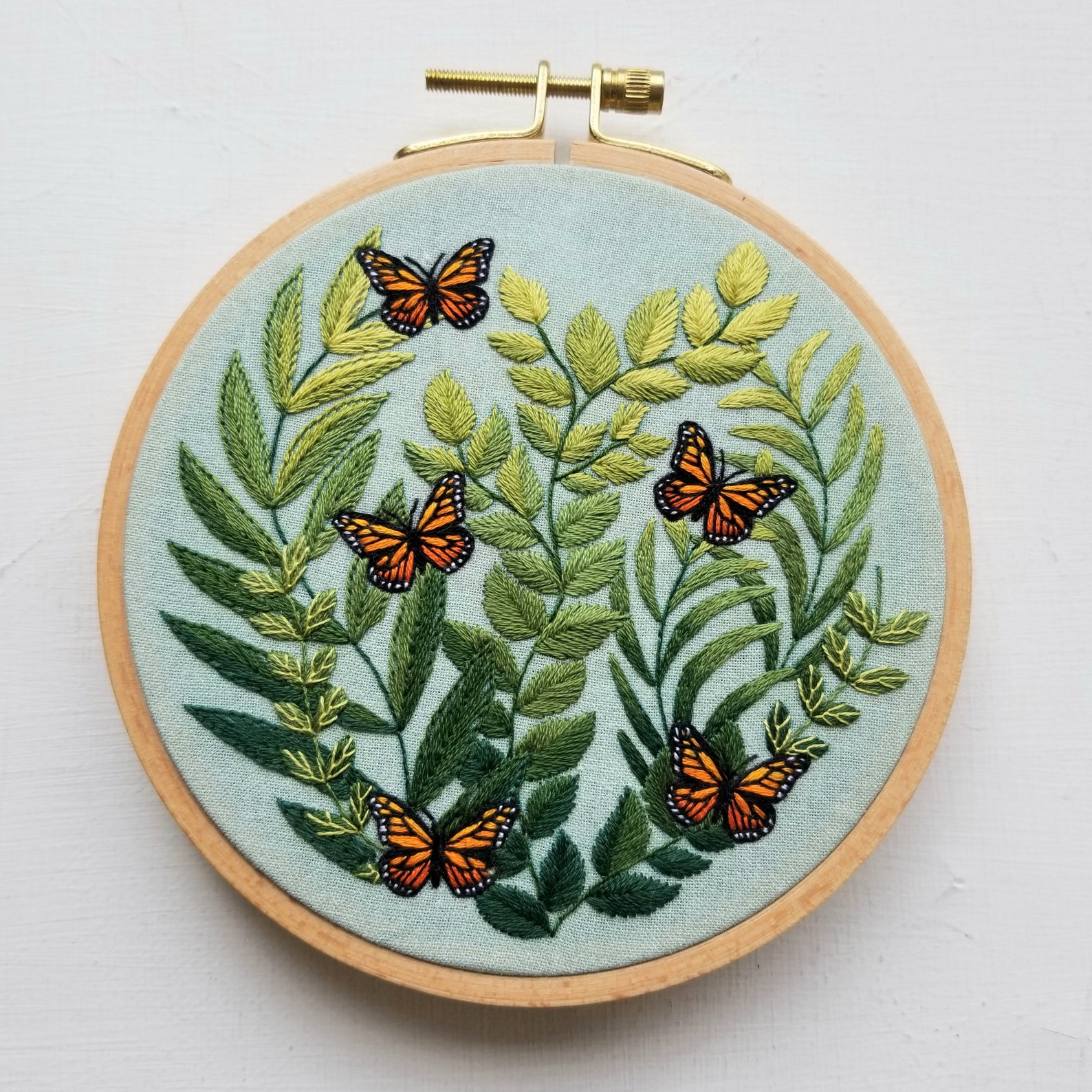 Monarch Butterfly Hand Embroidery DIY Kit, Modern Embroidery Pattern ...