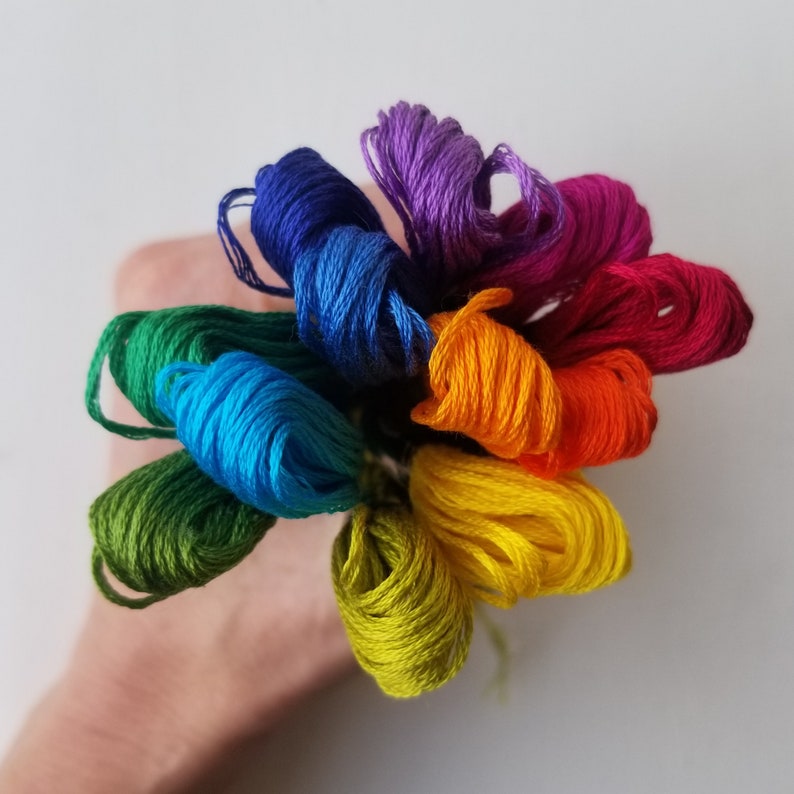 Rainbow Colors Hand Embroidery Floss DMC 6-stranded Cotton - Etsy