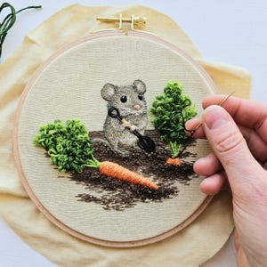 Garden Mouse DIY Embroidery Kit, Thread Painting and Stumpwork Project ...
