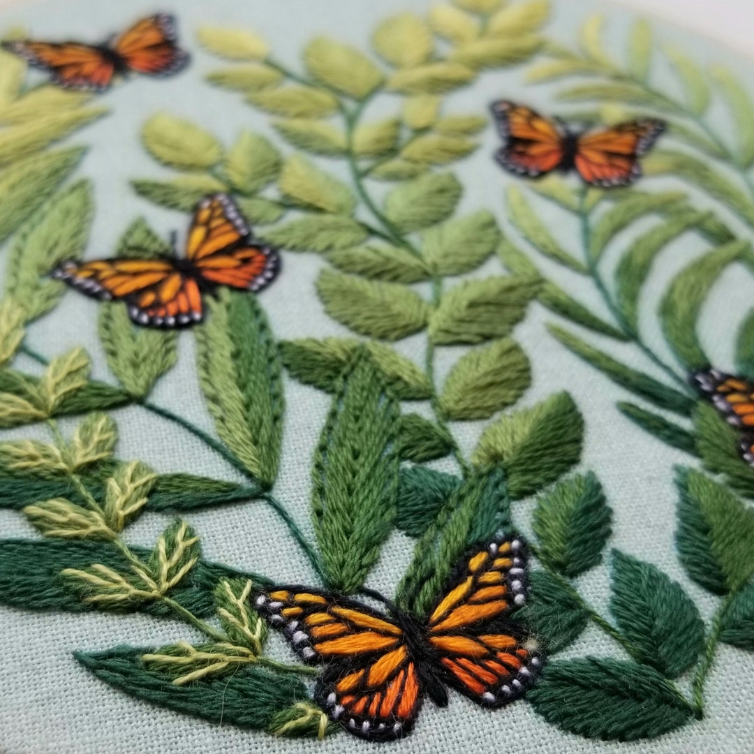 Butterfly Hand Embroidery Design, Modern Embroidery Pattern, Digital ...