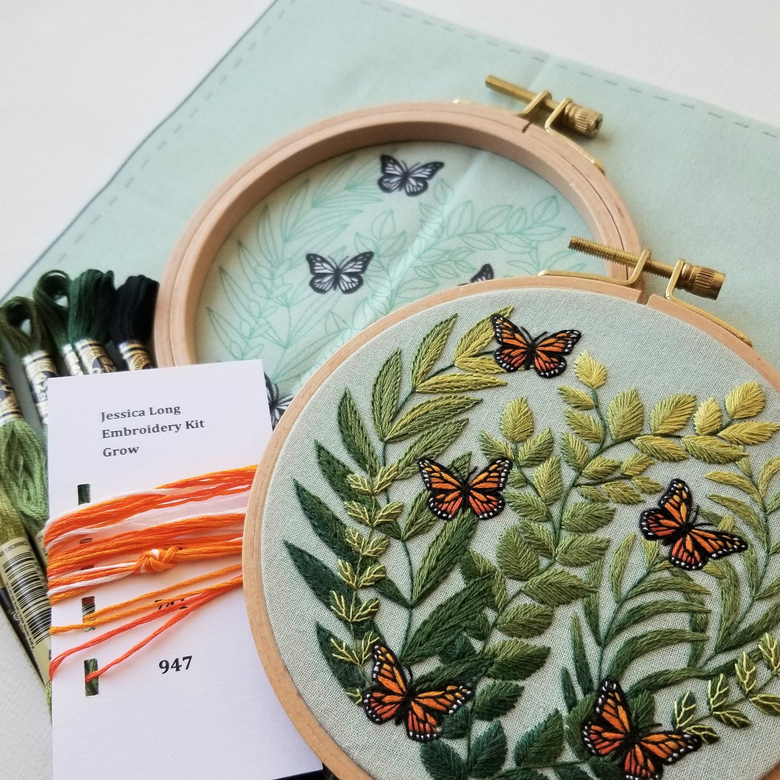 Monarch Butterfly Hand Embroidery DIY Kit, Modern Embroidery Pattern ...