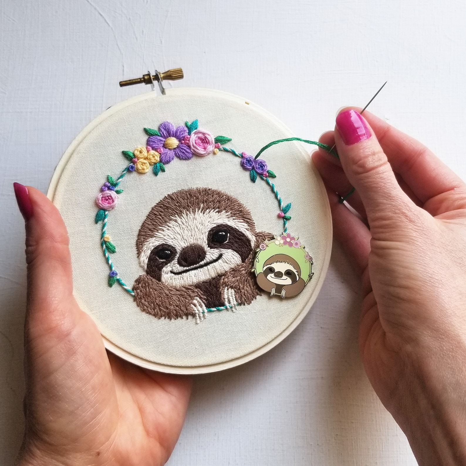 Sloth Hand Embroidery PDF Pattern , DIY Modern Embroidery Hoop Art ...