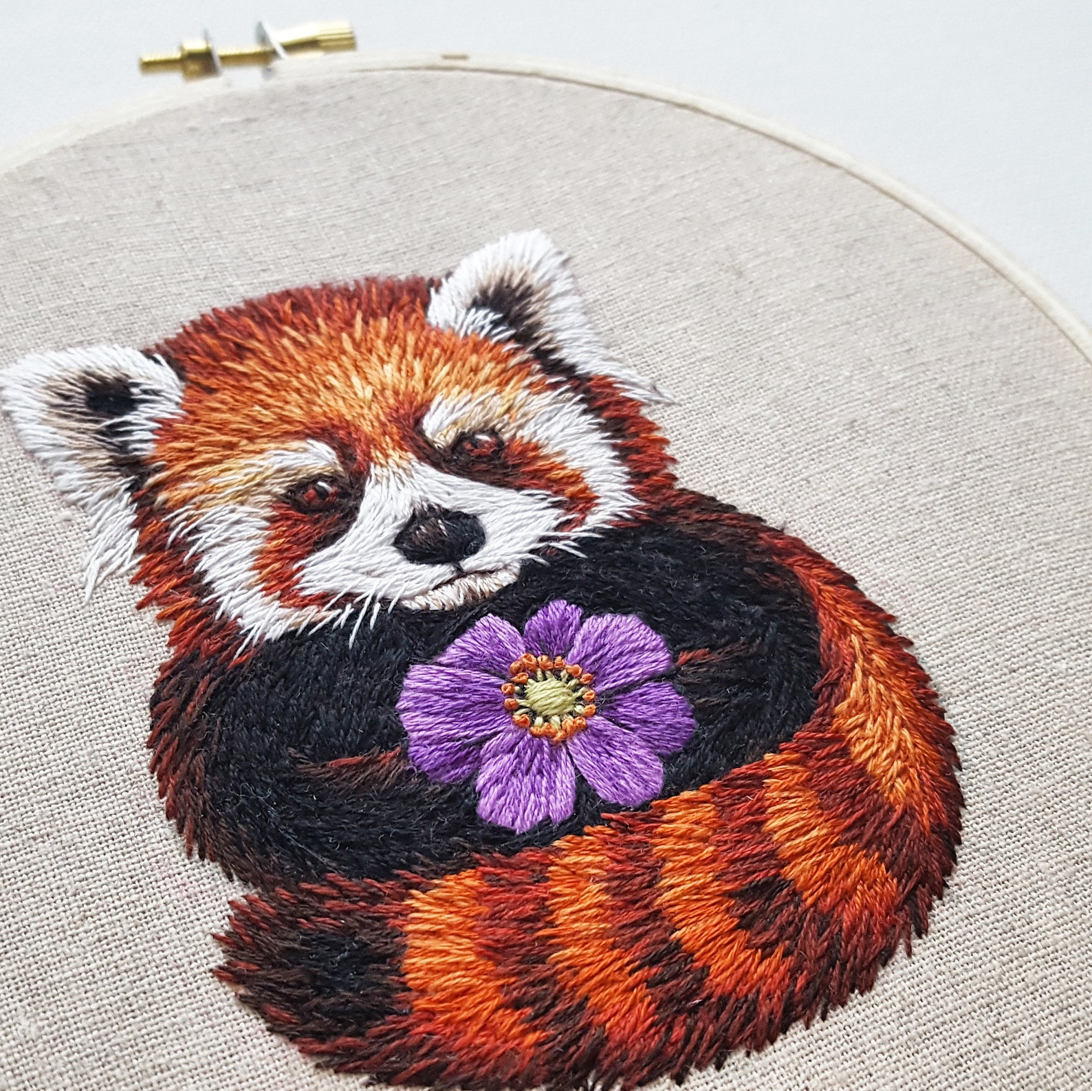 Digital Hand Embroidery Pattern: Red Panda Thread Painting - Etsy.de
