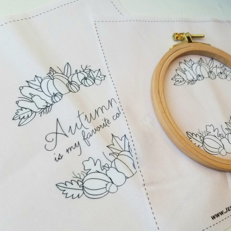 Autumn Pumpkins Embroidery Hoop Kit Fall Colors Embroidery - Etsy