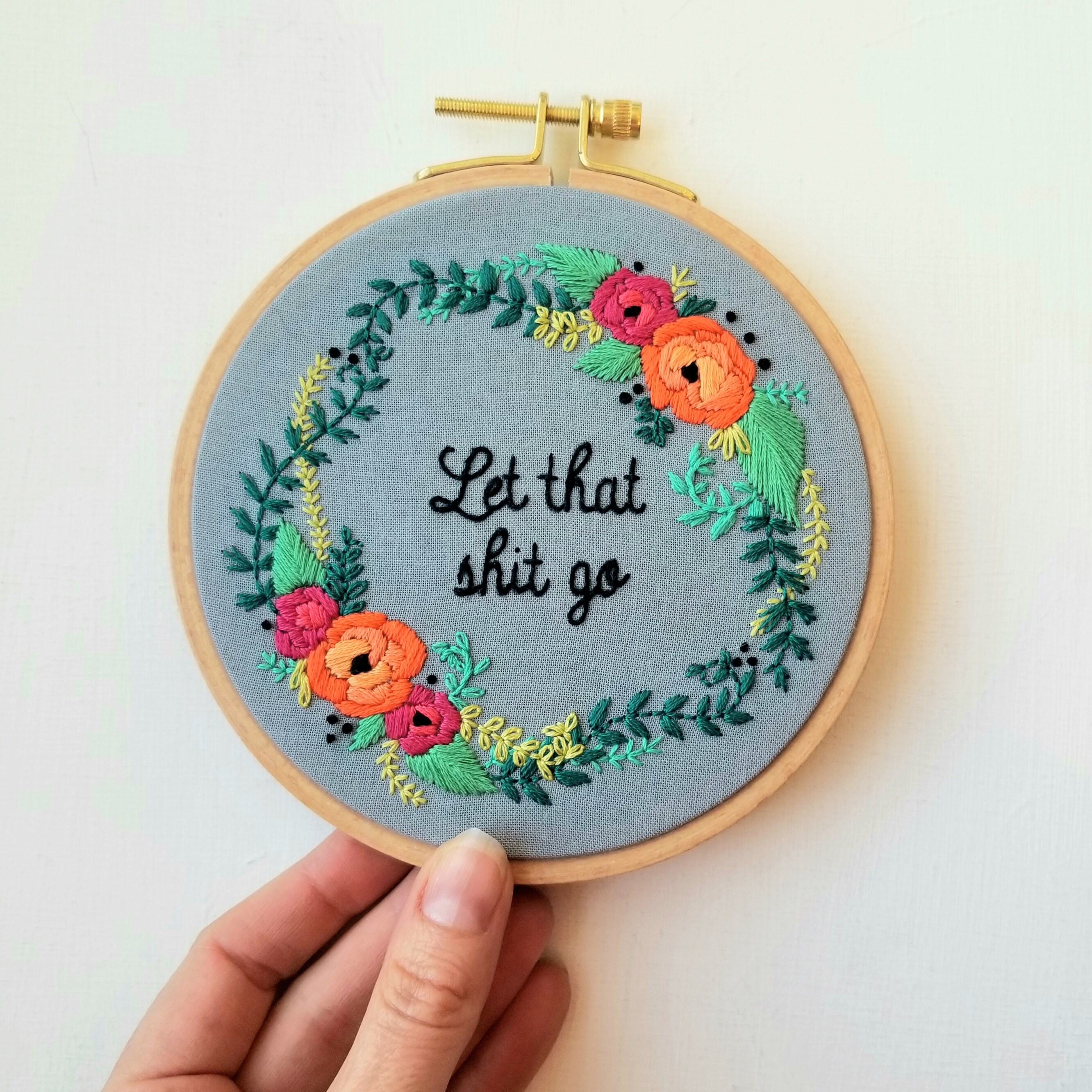 Snarky Hand Embroidery Kit "let That Shit Go", Funny DIY Needlepoint ...