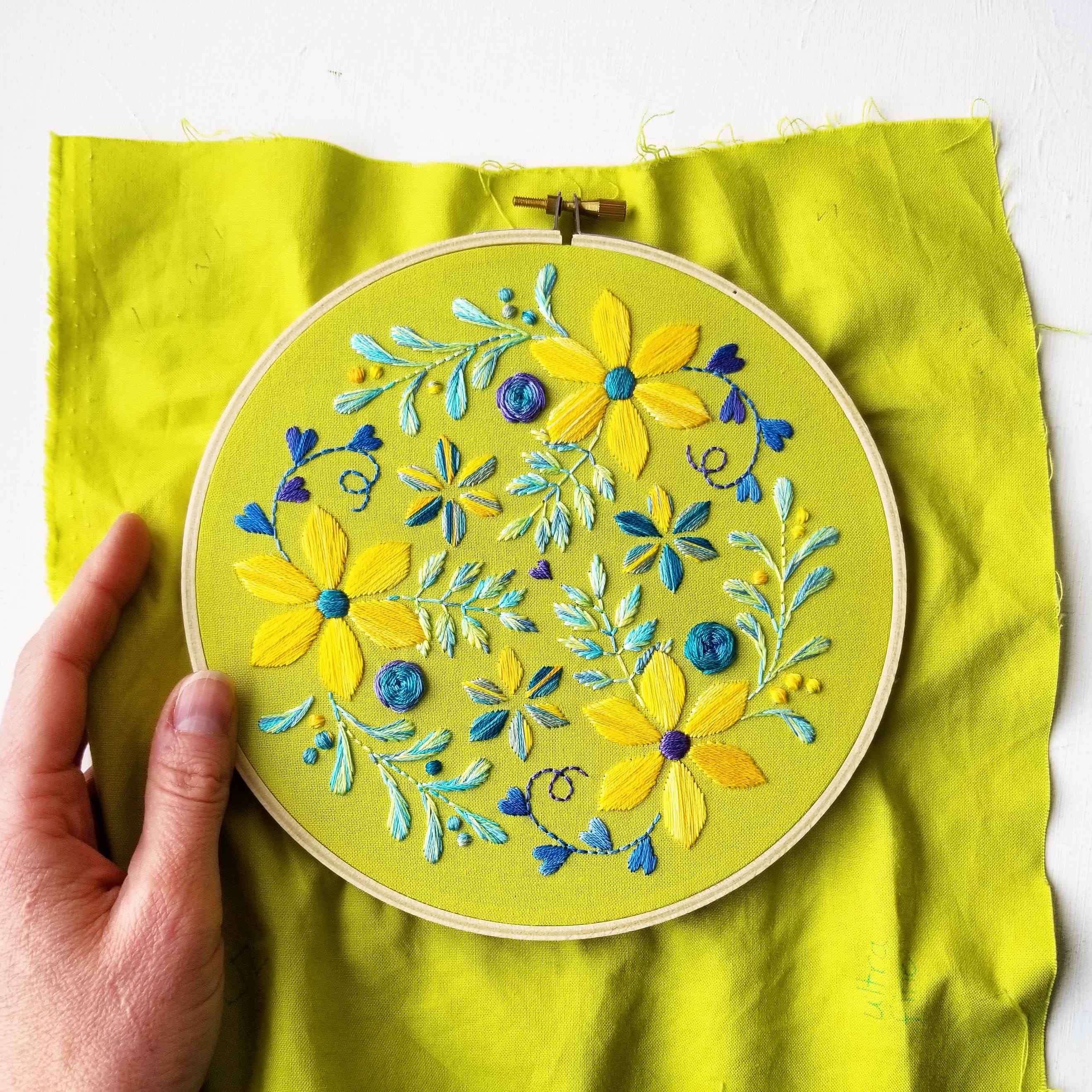 Easy Yellow Flowers Embroidery Design PDF, Modern Hand Embroidery ...