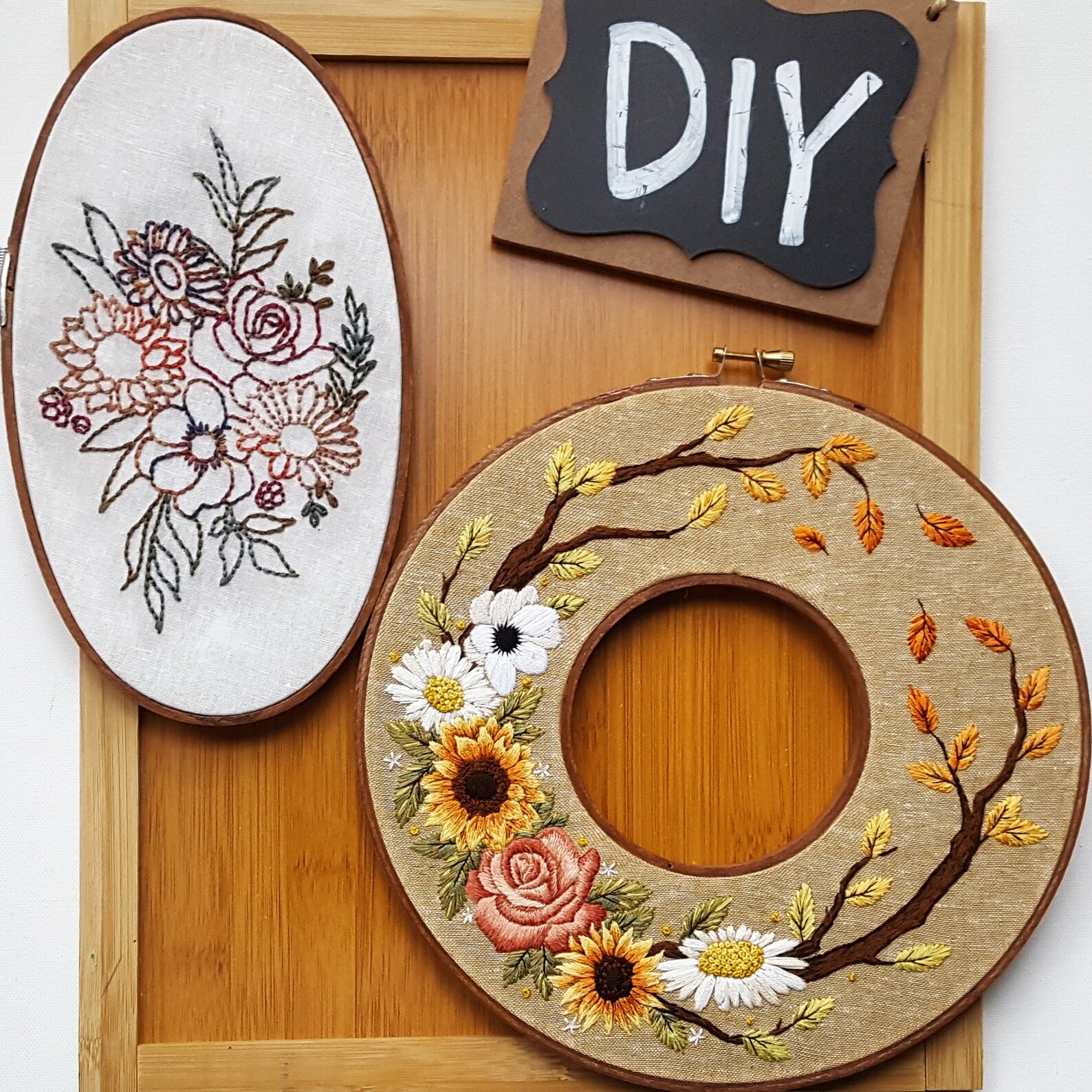DIY Fall Holiday Decorations Autumn Wreath Hand Embroidery - Etsy