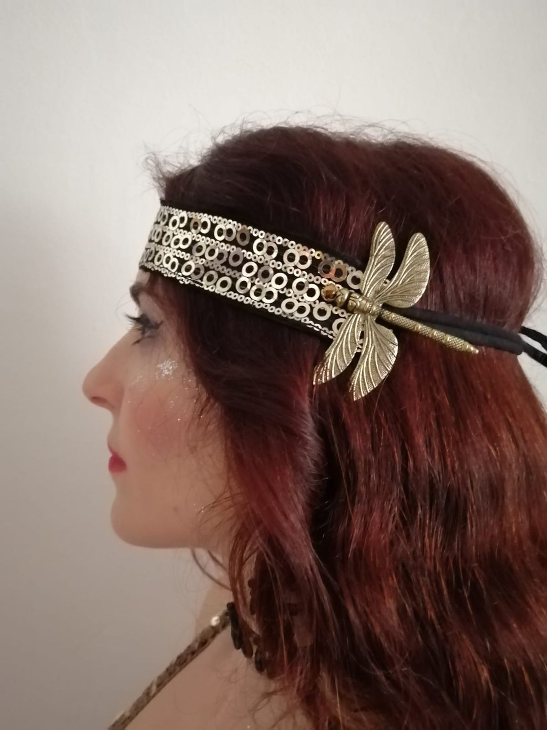 Gold Dragonfly Spiral Headband - Etsy UK