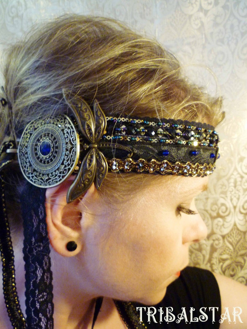 Steampunk Headband Blue Dragonflies - Etsy