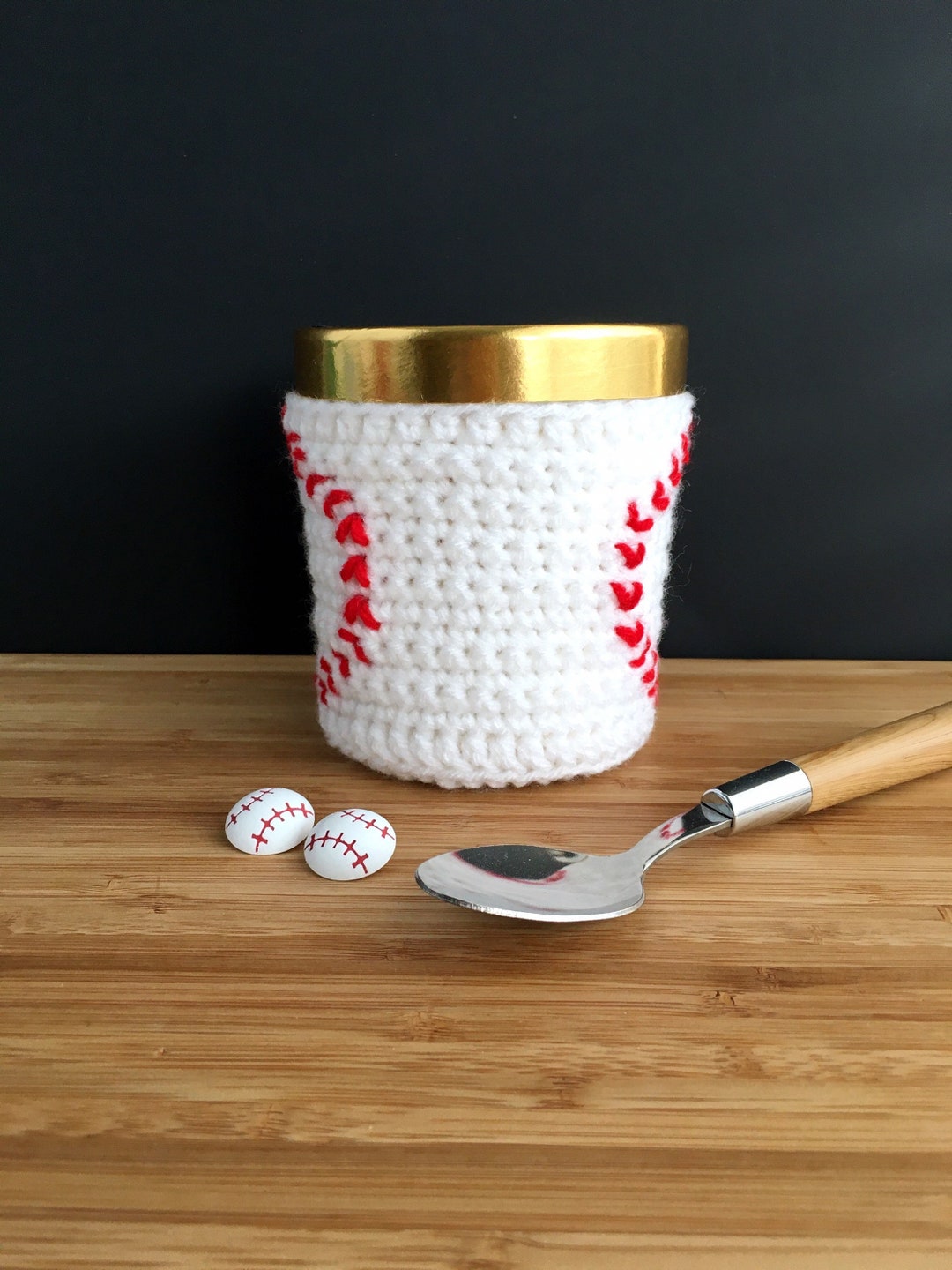Crochet Baseball Ice Cream Pint Cozy, Party Favor - Etsy