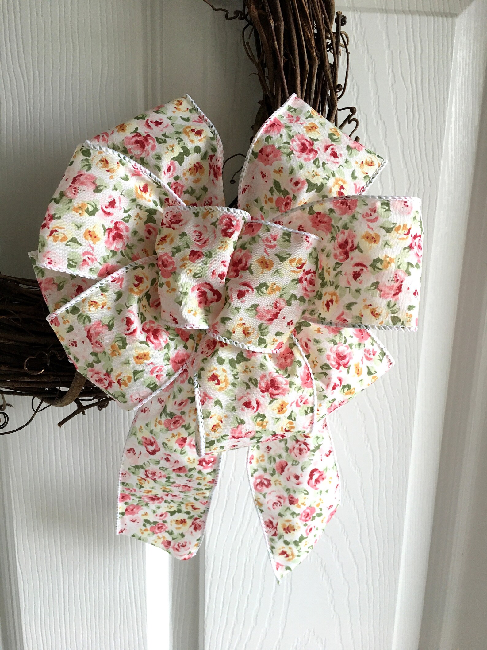Spring Bows For Wreaths Spring Swag Pink Wreath Bows Floral Etsy