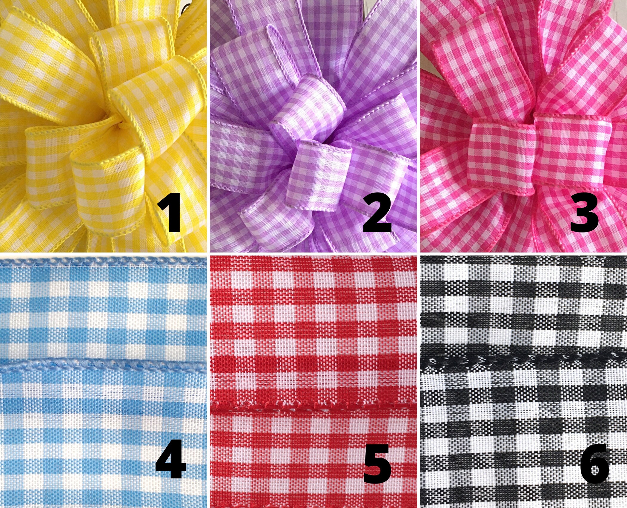 Pink Gingham Bows for Wreaths, Summer Wreath Bows, Gingham Decor ...