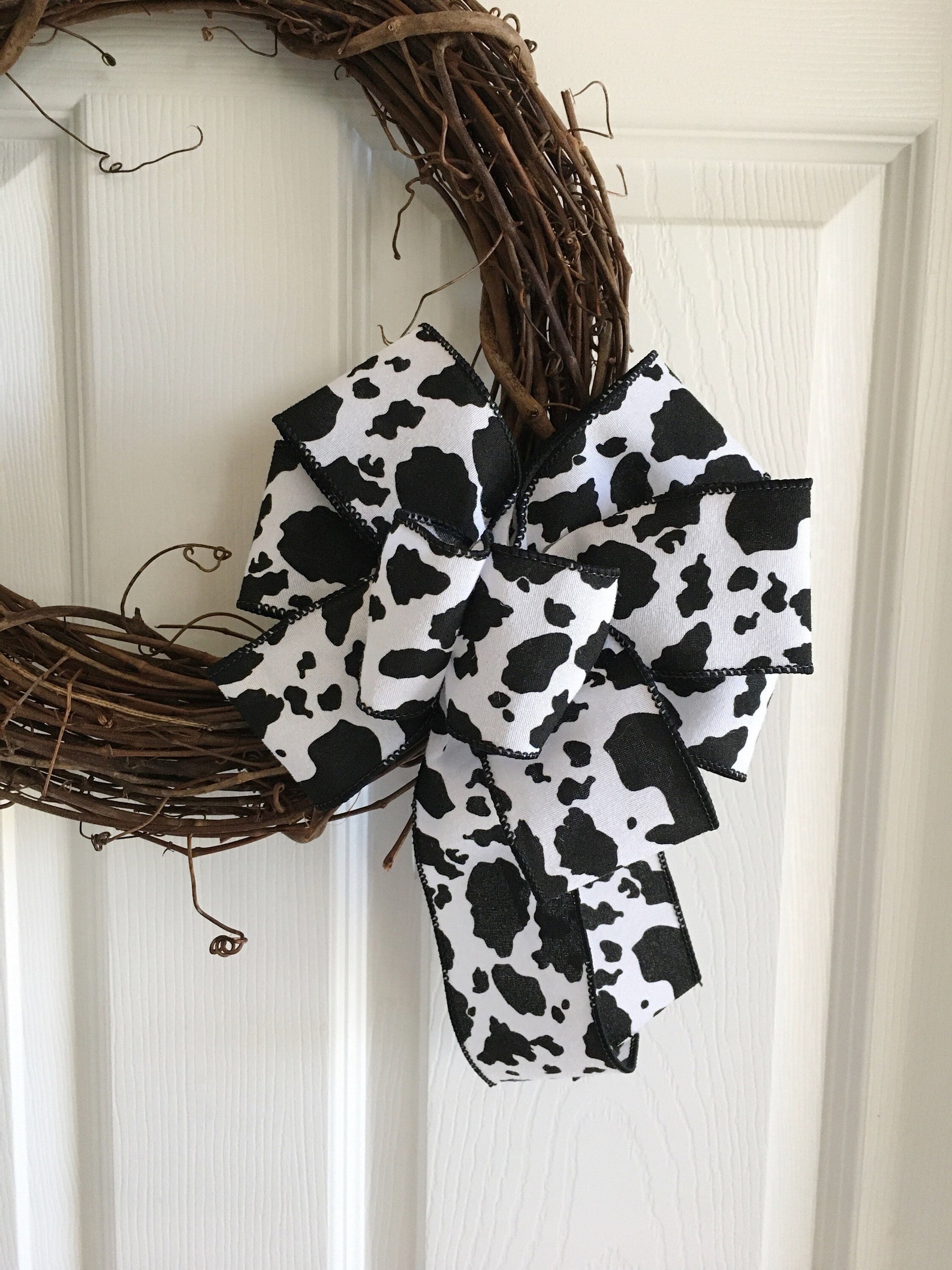 Cow Print Bow, Western Ranch Decor, Fall Wreath Bow - Etsy