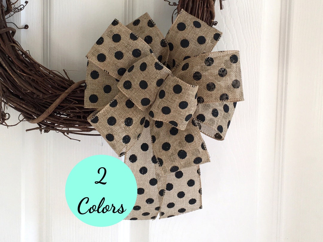 Polka Dot Burlap Wreath Bow, Rustic Farmhouse Decor - Etsy