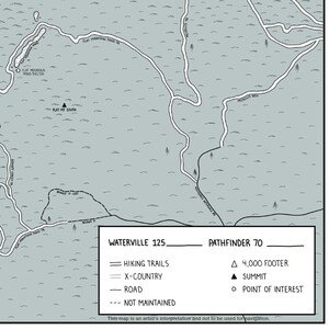Waterville Valley NH Color Your Hike Trail Map, Hand Drawn Print ...