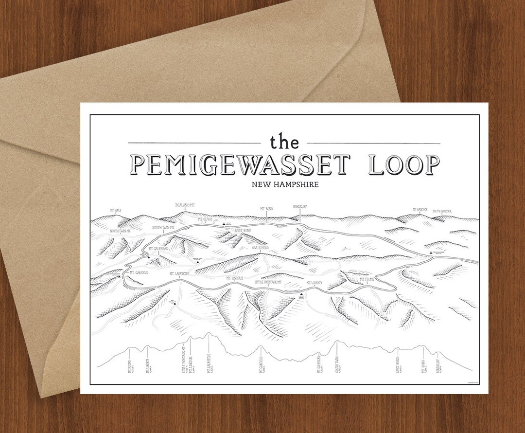 Pemi Loop Greeting Card - New Hampshire, 4000 Footers Illustrated ...