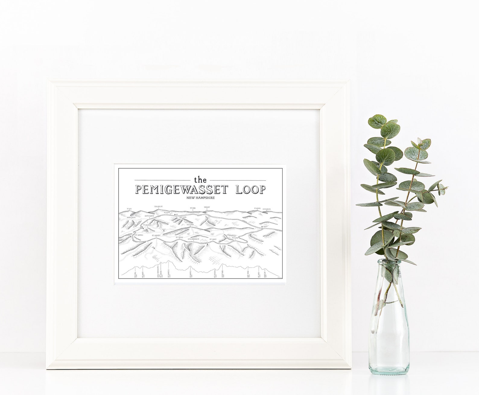 Pemi Loop New Hampshire, 4000 Footers Illustrated Print Map Hiking, New ...