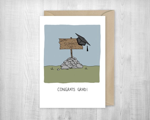 Congrats Grad Greeting Card Graduate Mountains Hiking | Etsy