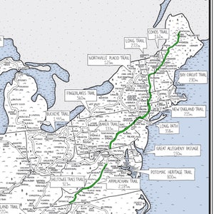 Long-distance Hiking Trails USA Map - Color Your Hike, Continental ...