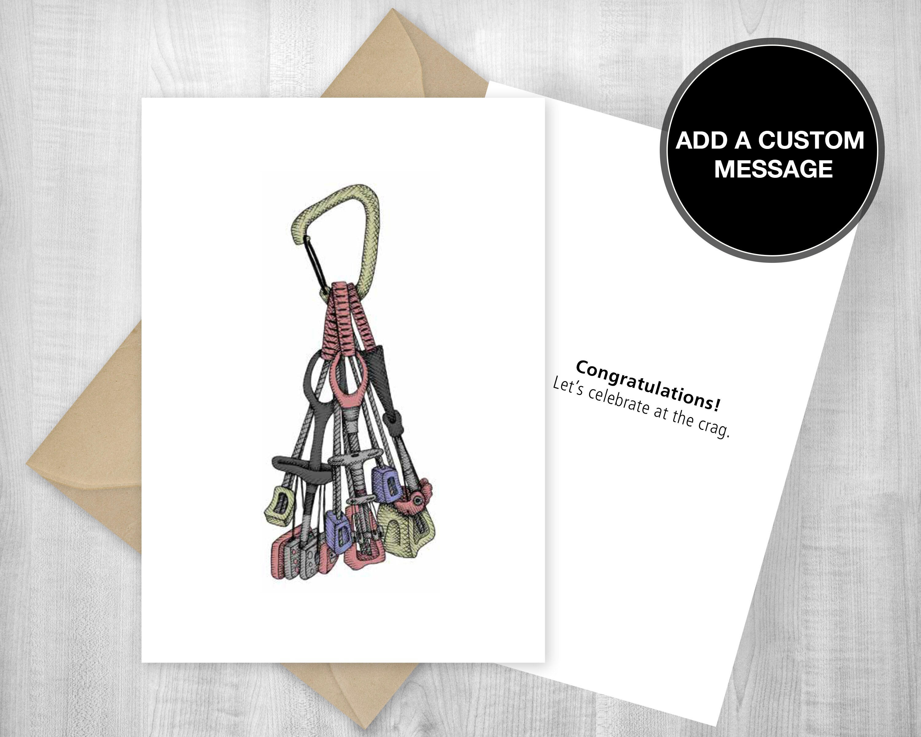 Rock Climbing Rack Card, Greeting Card Print, Mountaineering, Gear ...