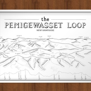 Pemi Loop New Hampshire, 4000 Footers Illustrated Print Map Hiking, New ...
