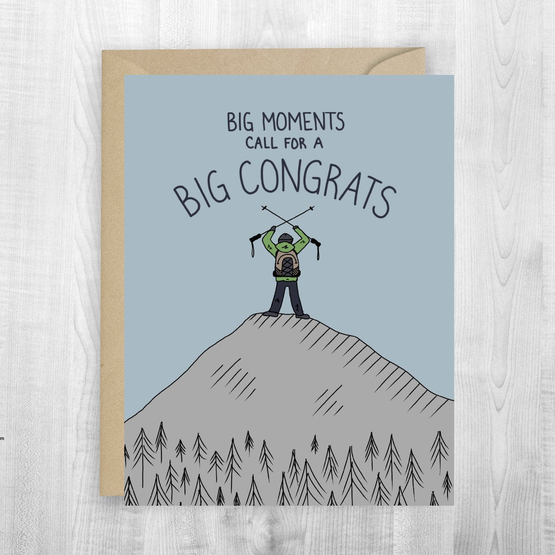Congratulations Greeting Card, Mountain Summit, Graduation, Hiking Card ...
