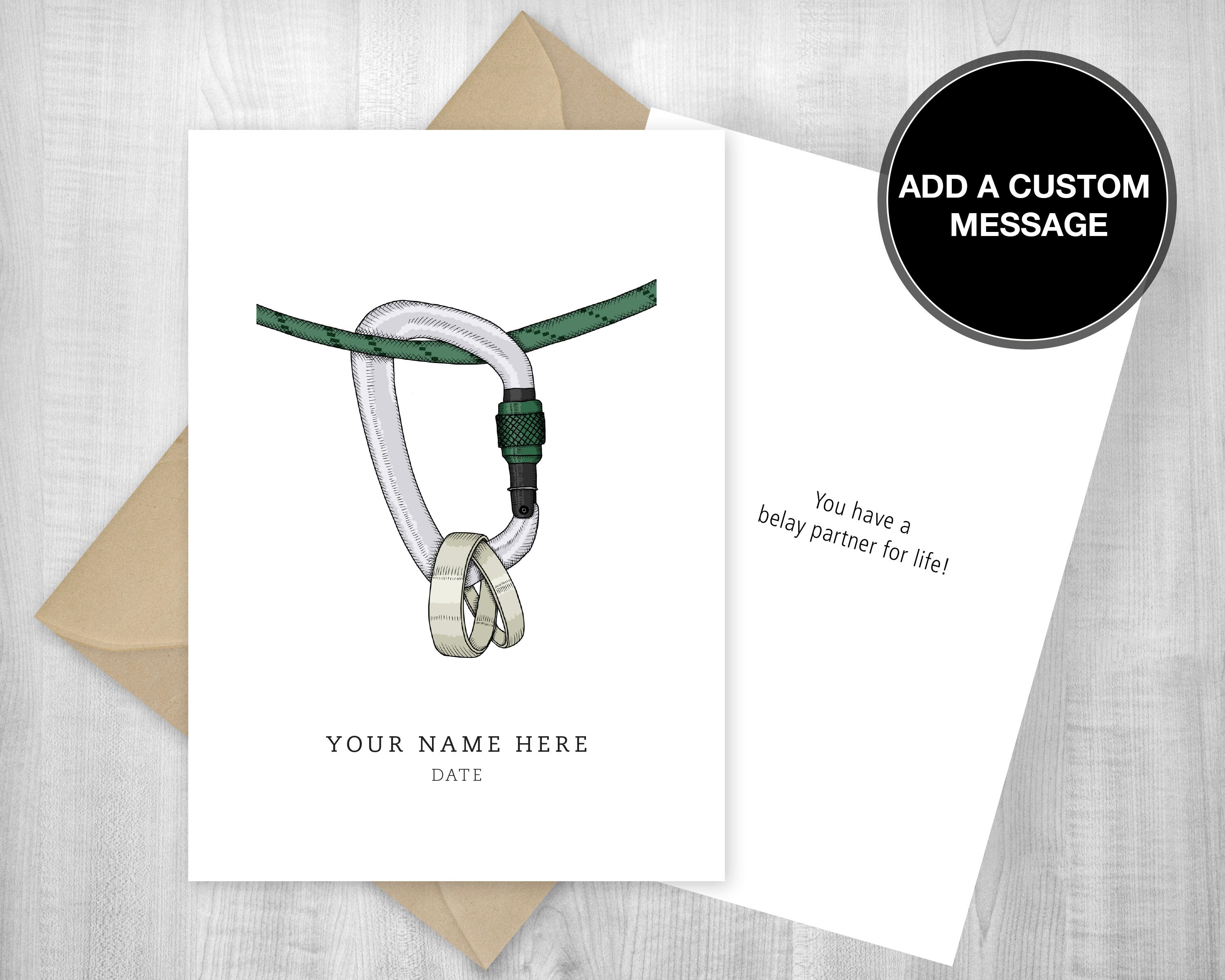 Wedding Climbing Card, Greeting Card Print, Mountaineering, Gear ...