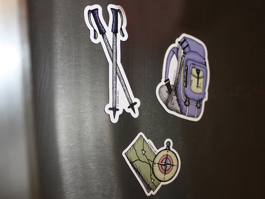 Hiking Magnets, Magnet Pack, Hike, Backpack, Trek, Hiking Poles, Map ...
