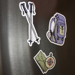 Hiking Magnets, Magnet Pack, Hike, Backpack, Trek, Hiking Poles, Map ...