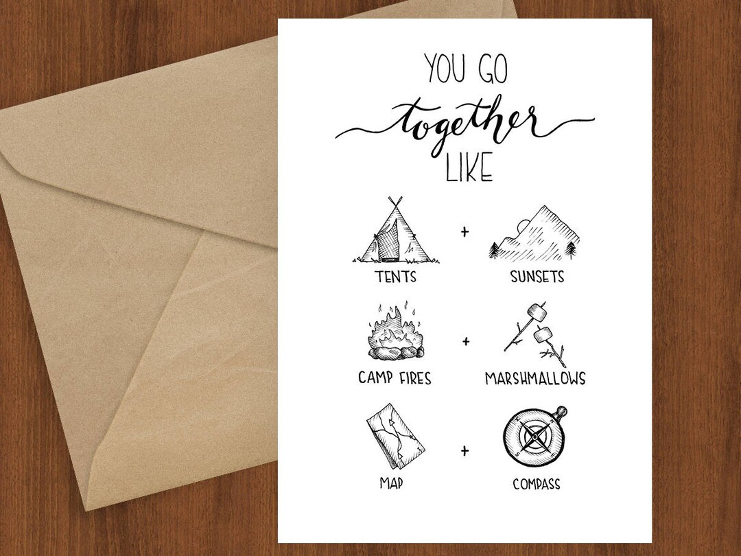 You Go Together - Hiking Card, Camping, Card Print, Camping, Camp, Love ...