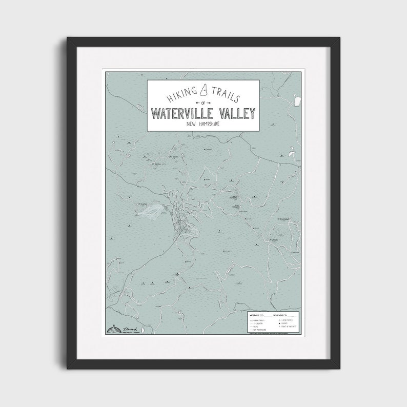 Waterville Valley NH Color Your Hike Trail Map Hand Drawn - Etsy