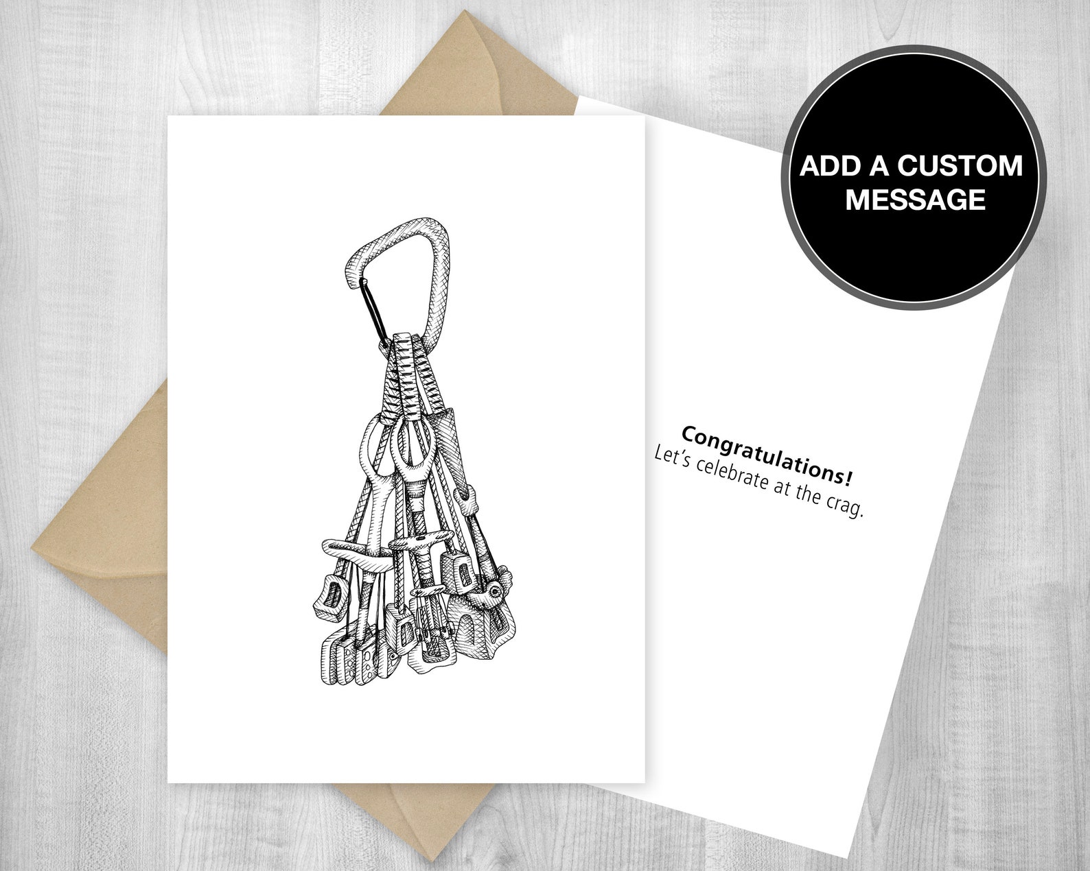 Rock Climbing Rack Card, Greeting Card Print, Mountaineering, Gear ...