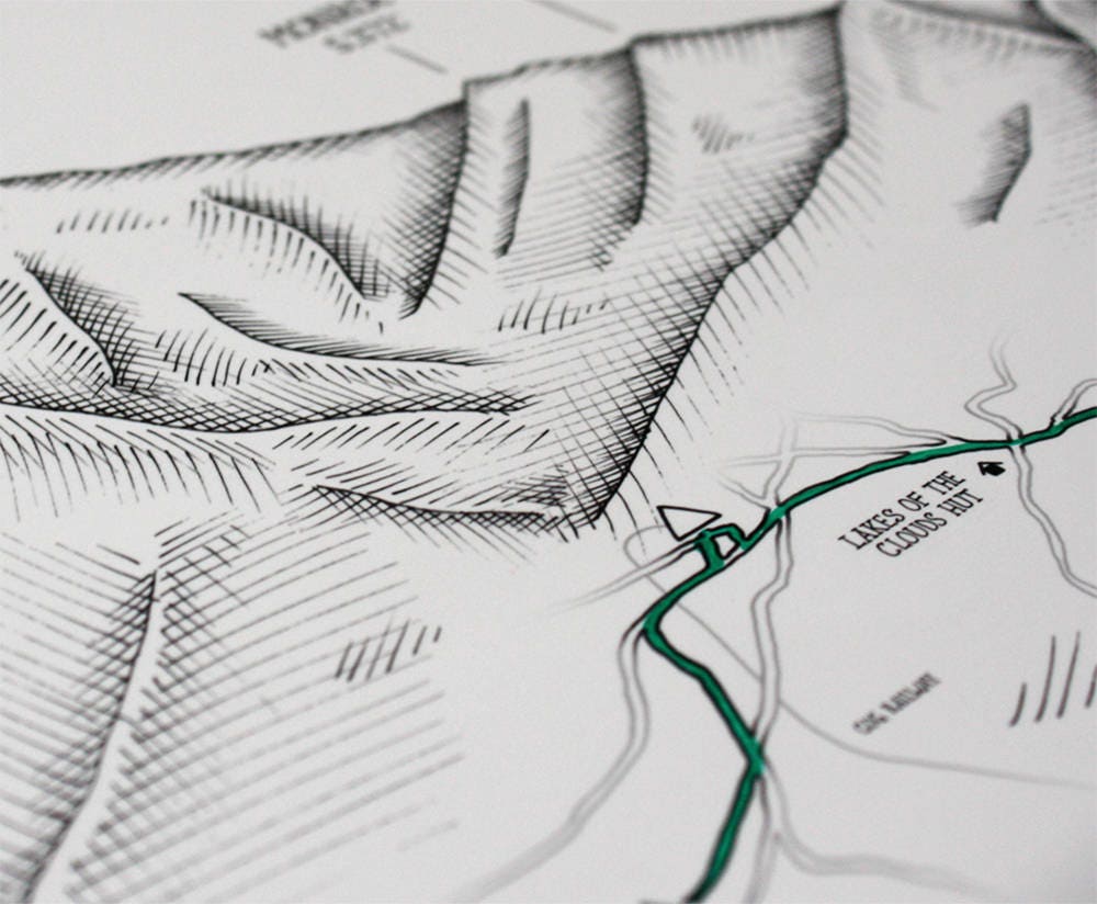 Presidential Traverse Greeting Card – New Hampshire Hiking Illustration ...