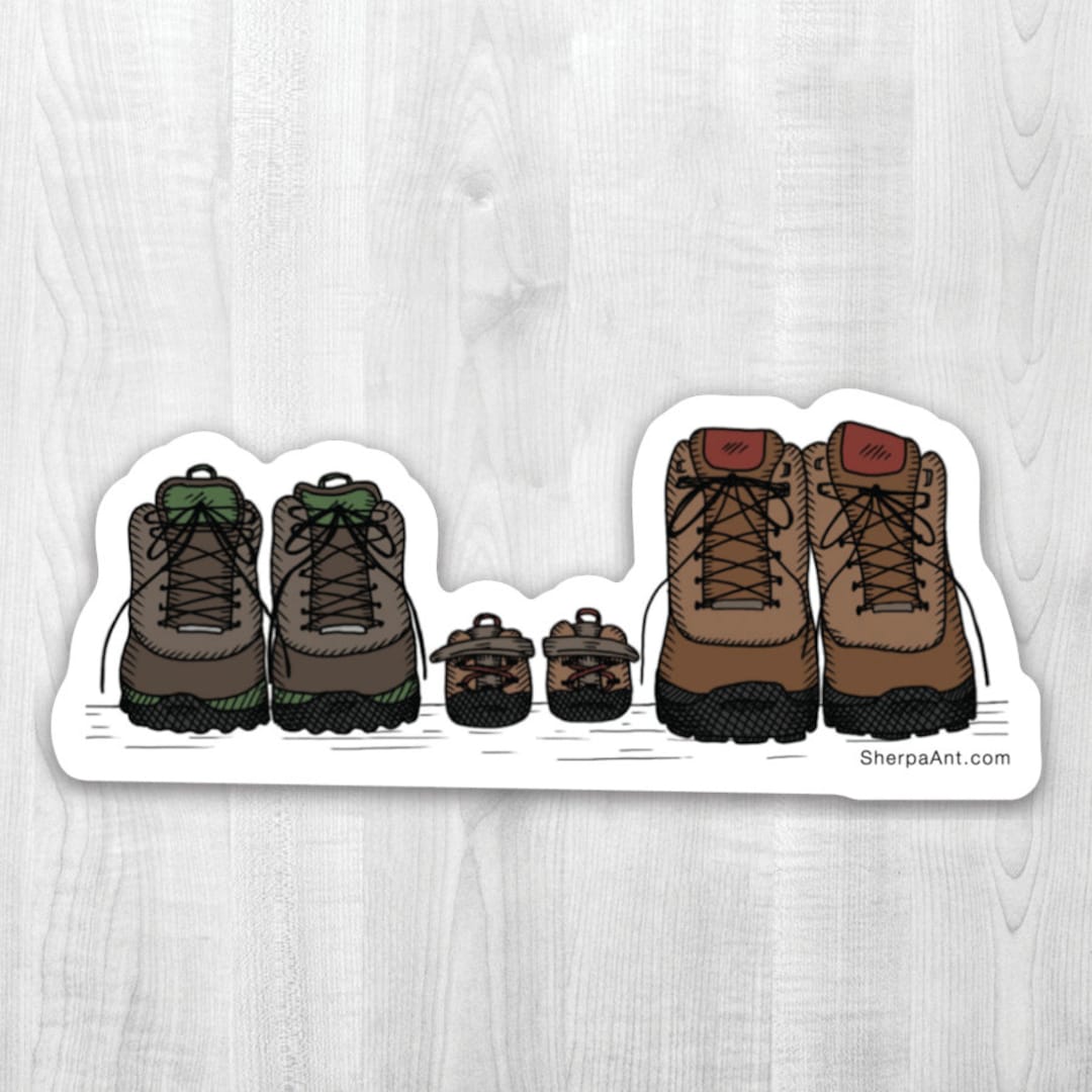 Family Hiking Boots Sticker - Climbing, Water Bottle Sticker, Car Decal ...